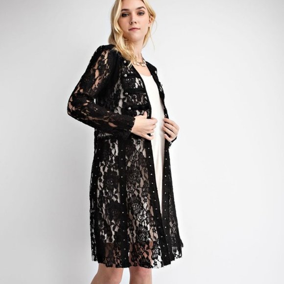 Vocal | Sweaters | New Vocal Duster Cardigan Stud Suede Lace Smxl ...